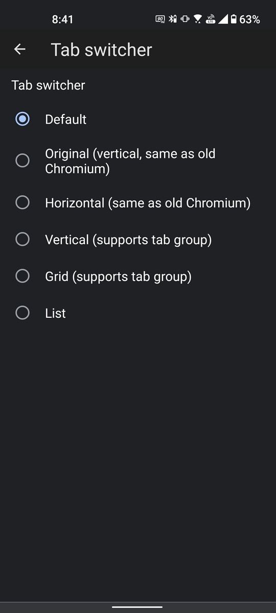 Kiwi Browser update adds the option to turn off the grid layout for tabs