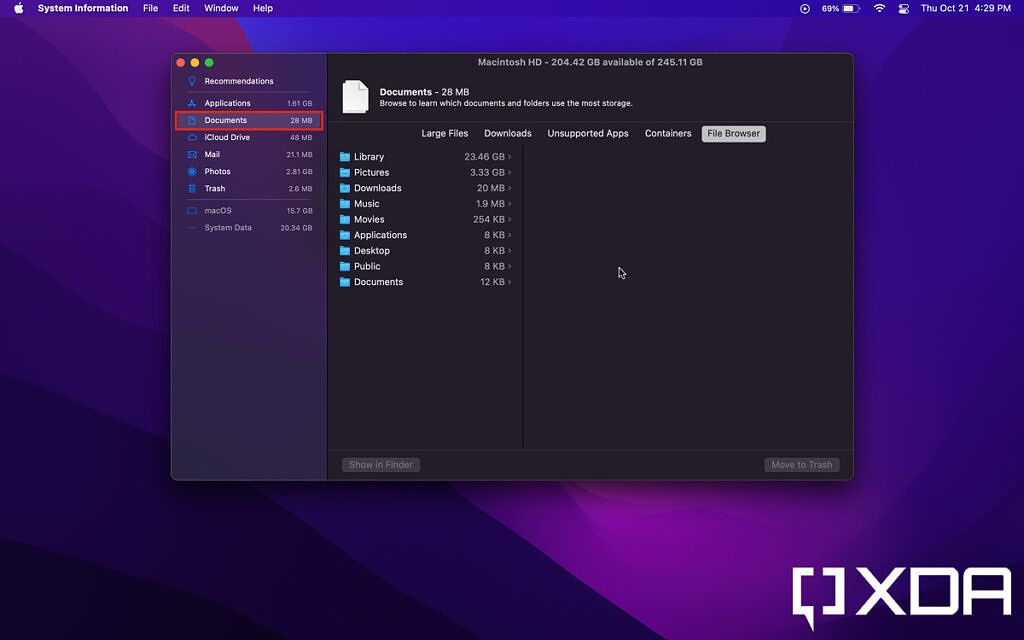 How to easily check the storage on an Apple Mac