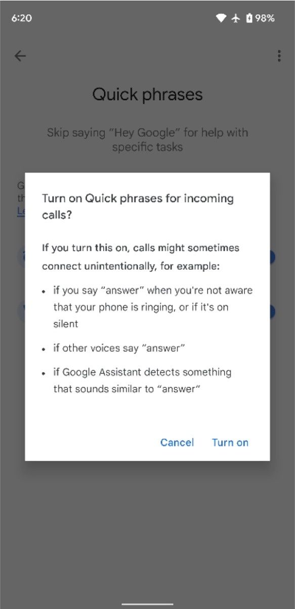 Assistant Quick Phrases let you skip "Hey Google" for alarms & calls