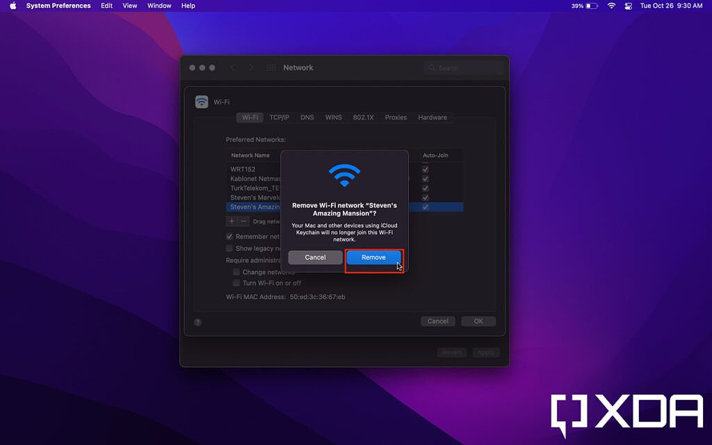How to forget a Wi-Fi network on an Apple Mac