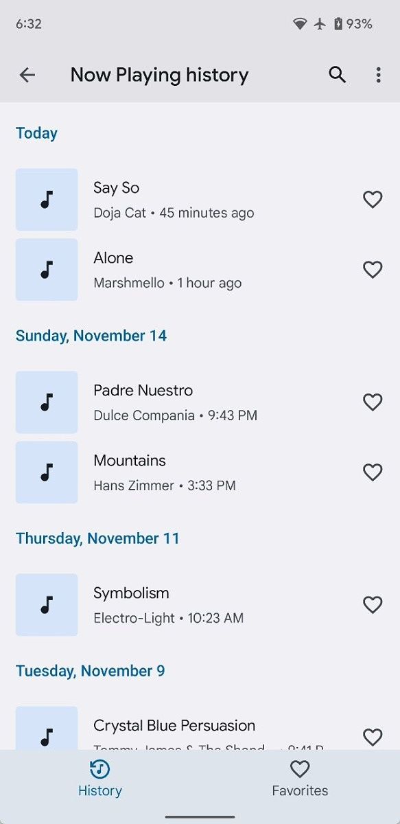 Google Pixel's Now Playing feature prepares to add a "Favorites" tab