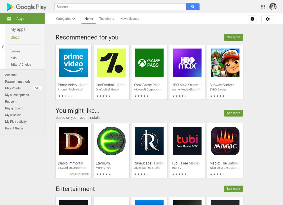 Google is testing a redesigned Play Store website