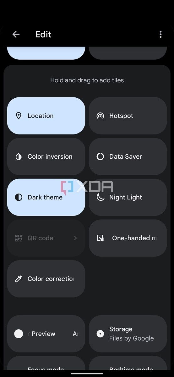 Android 13 DP1 has new quick settings tiles, including a QR code shortcut