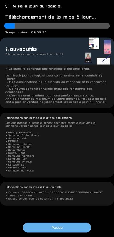 Samsung rolls out first software update for the Galaxy S22