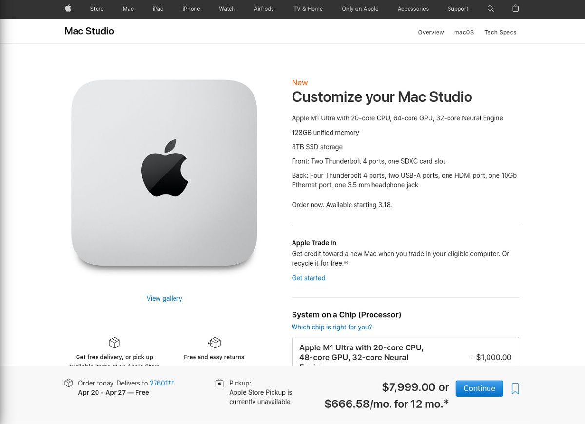 Buying the highest-end Mac Studio will cost you nearly $8,000
