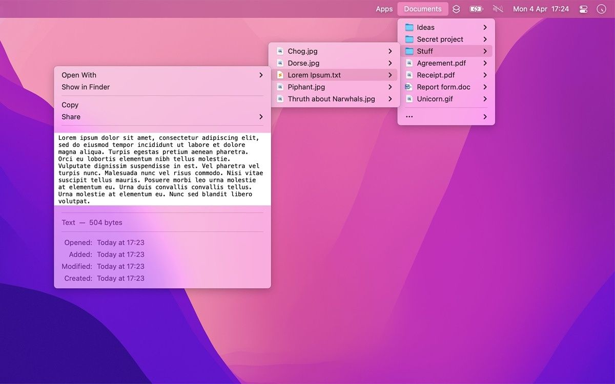 Your Mac apps and folders can live in the Menu Bar, thanks to Folder Peek