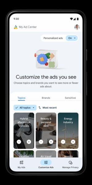 You can now customize your ad preferences in Google's My Ad Center