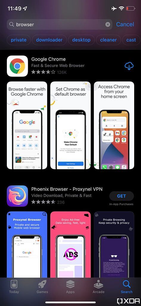 How to change the default web browser on an Apple iPhone