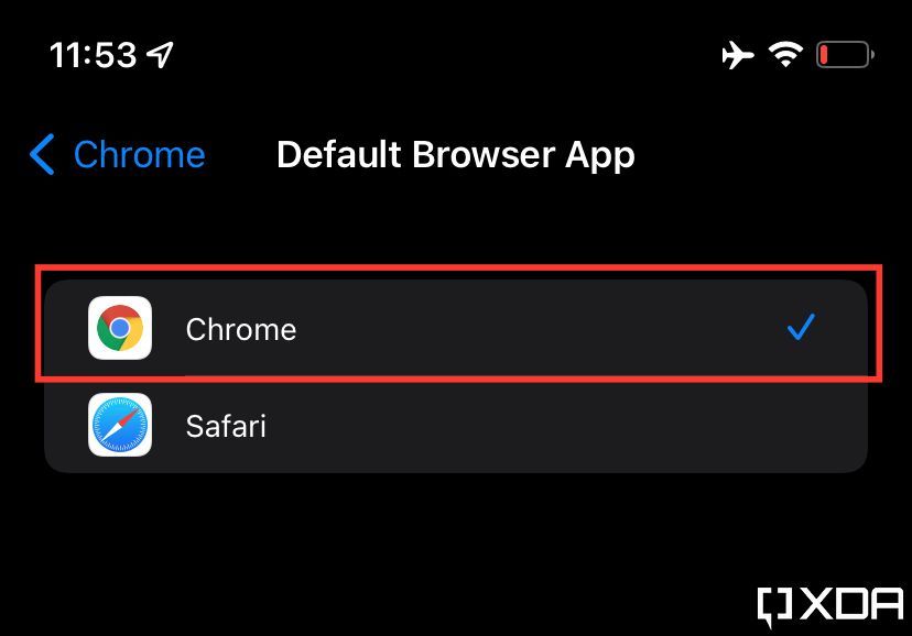 How to change the default web browser on an Apple iPhone