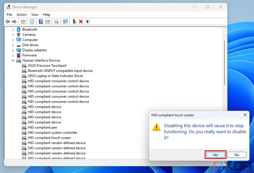 How to disable touch on Windows 11
