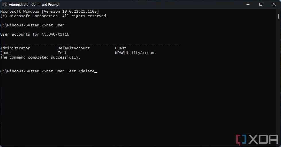 How to delete a user account on Windows 11