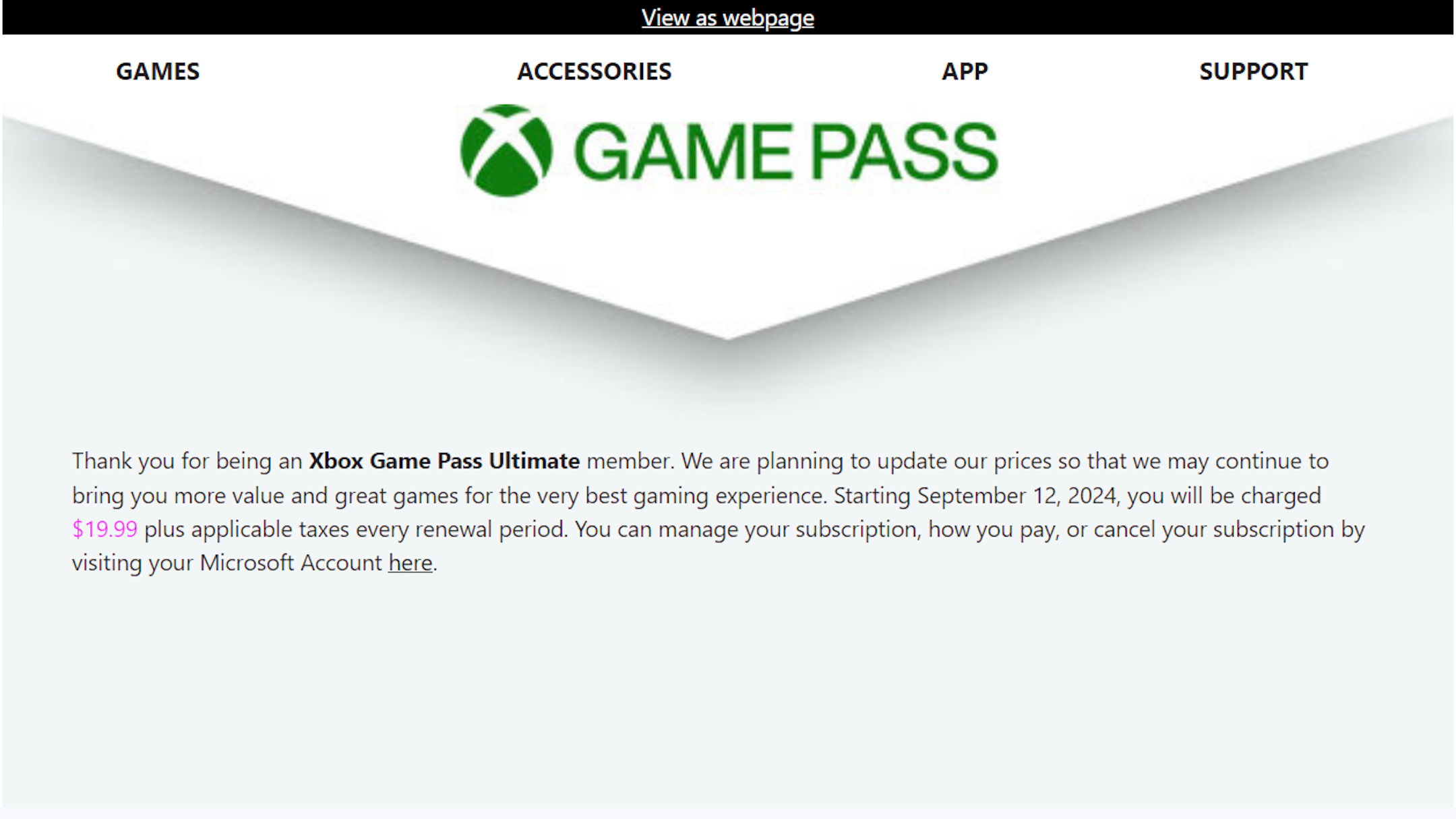 Microsoft warns gamers in an email to brace for a Game Pass Ultimate ...