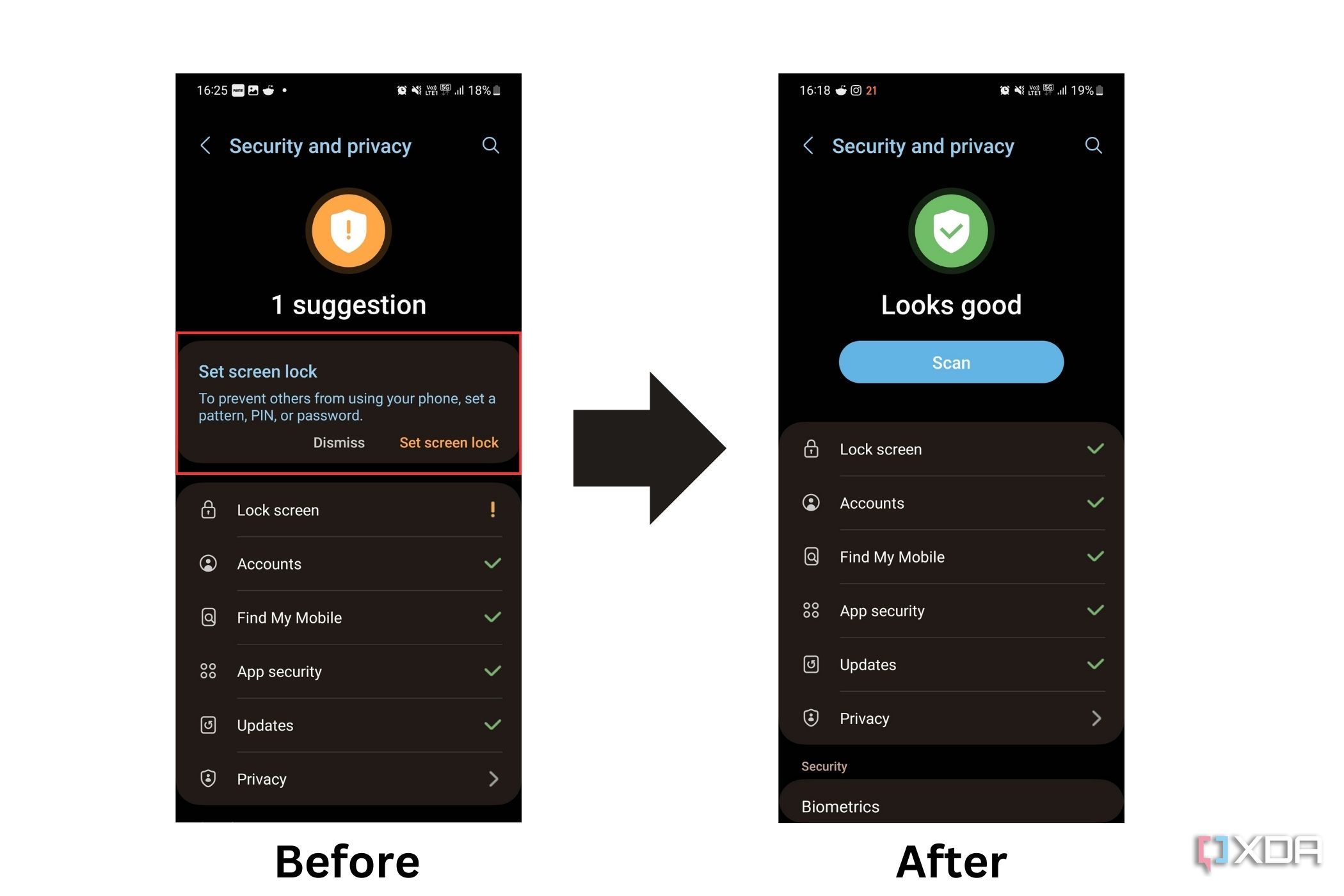 How to use the Security and privacy dashboard on a Samsung device
