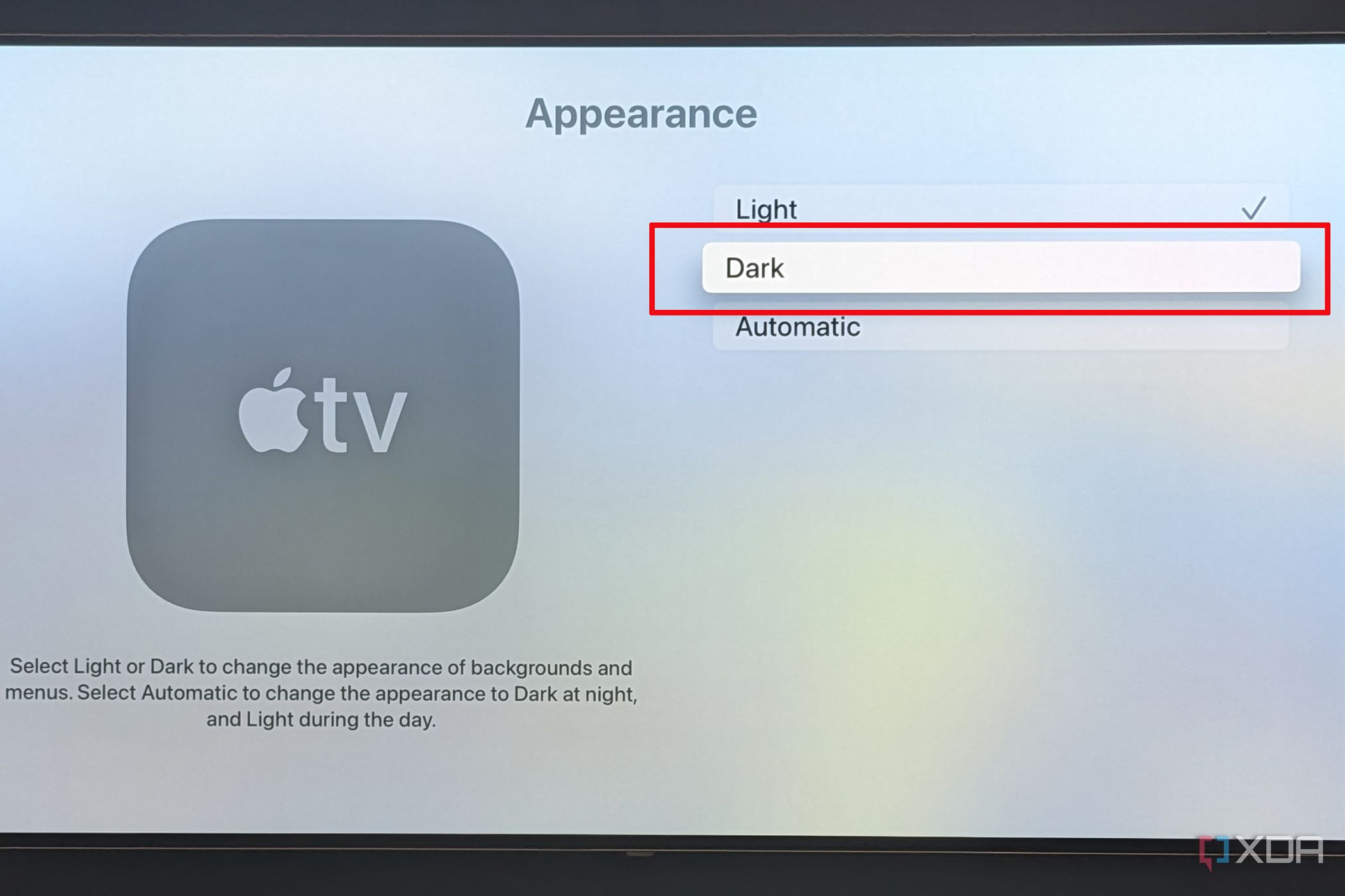 How to enable dark mode on Apple TV