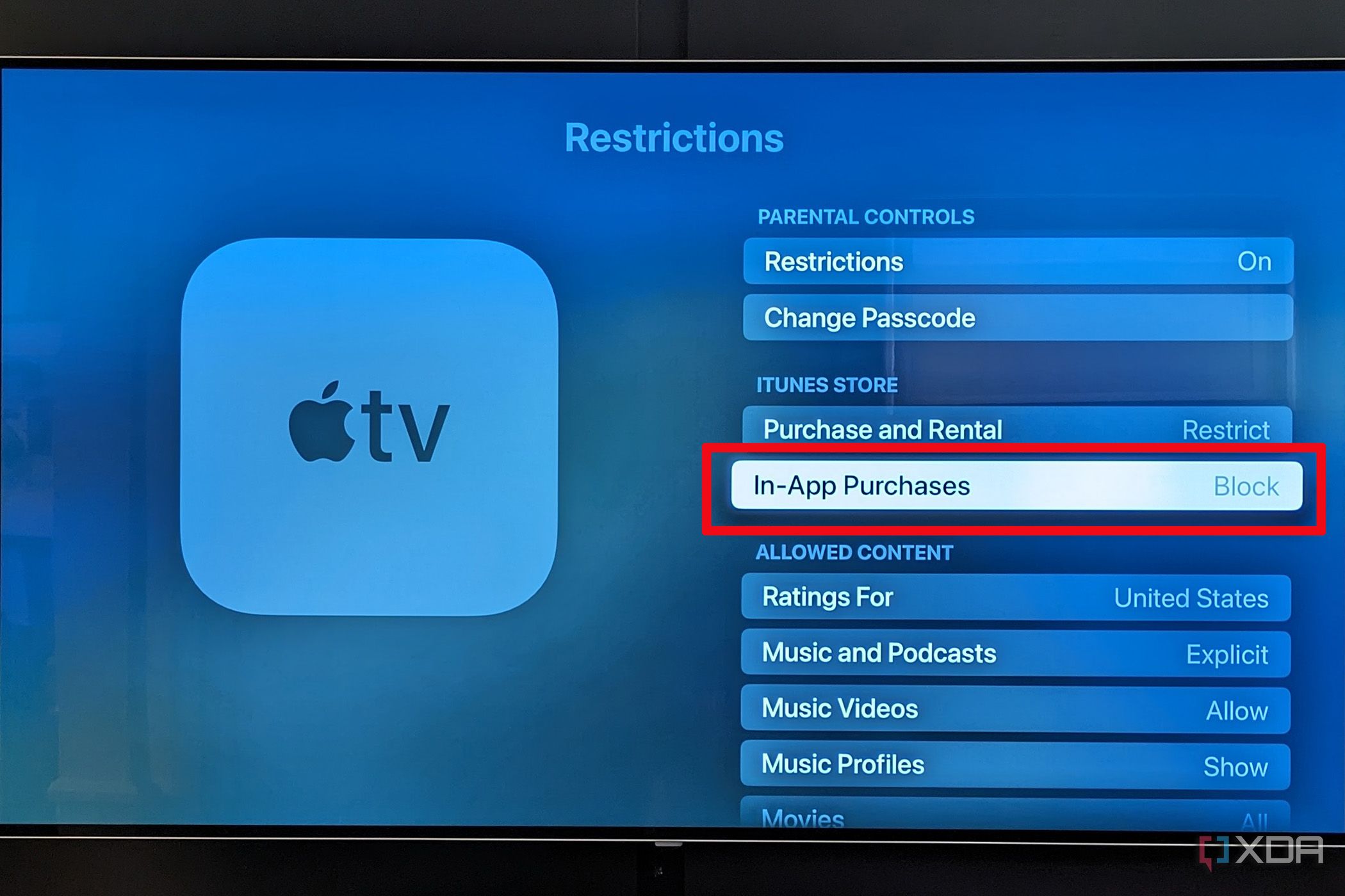 How to set a PIN for content on Apple TV