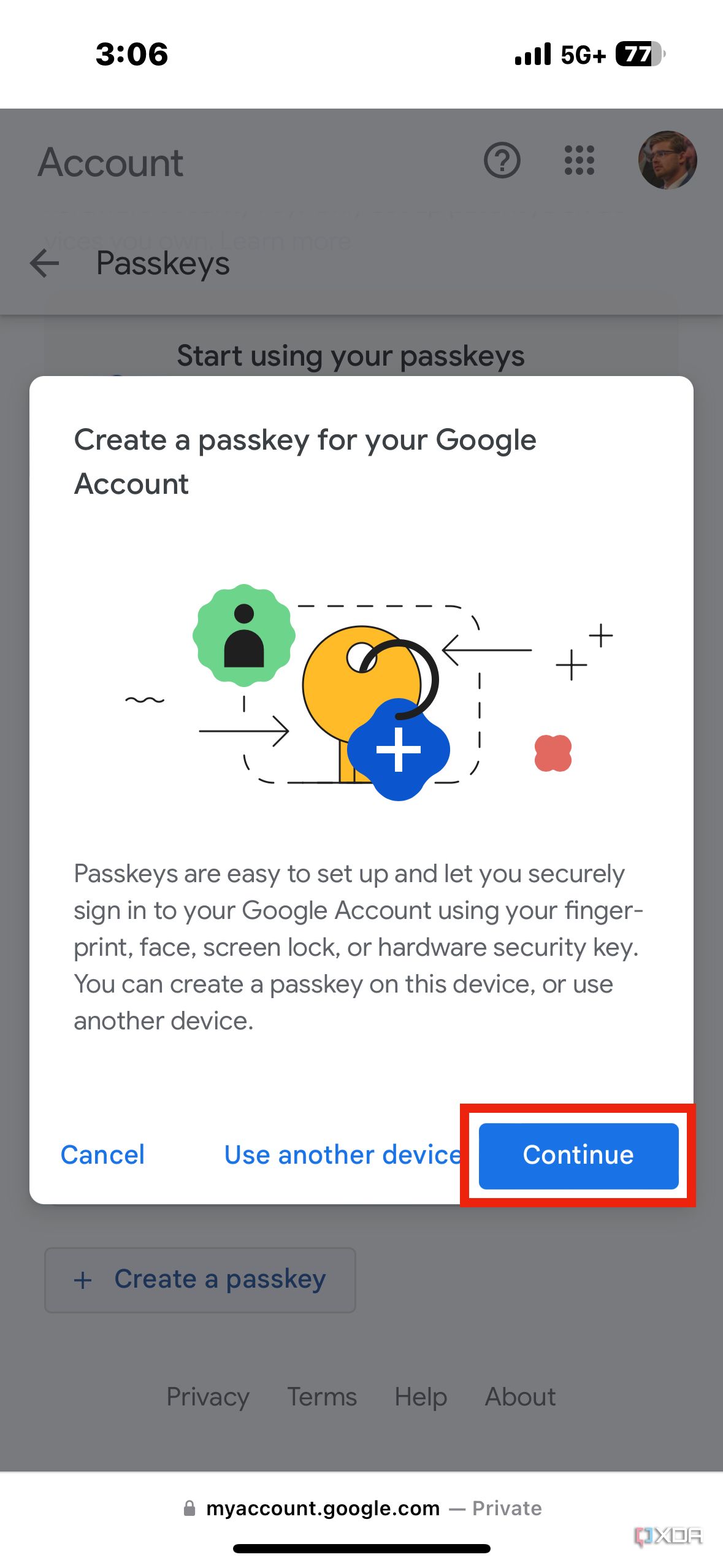 How to set up a passkey for Google