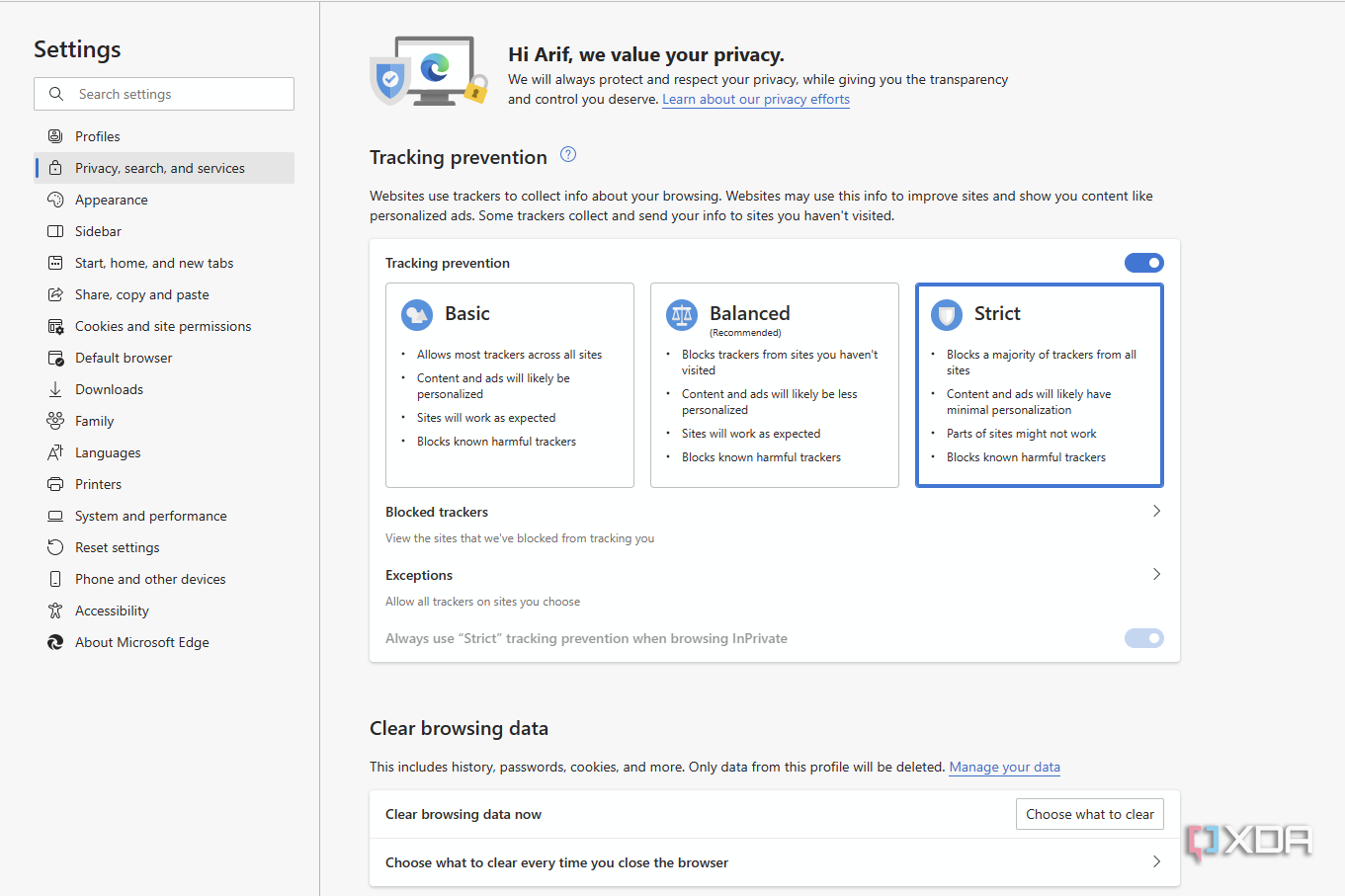 How to get the most privacy in Microsoft Edge