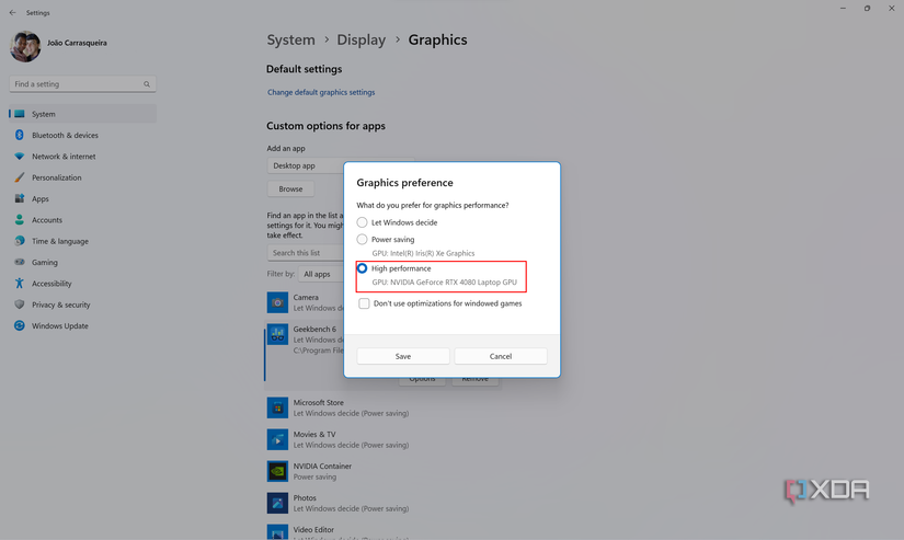 How to force an app to use the discrete GPU in Windows 11