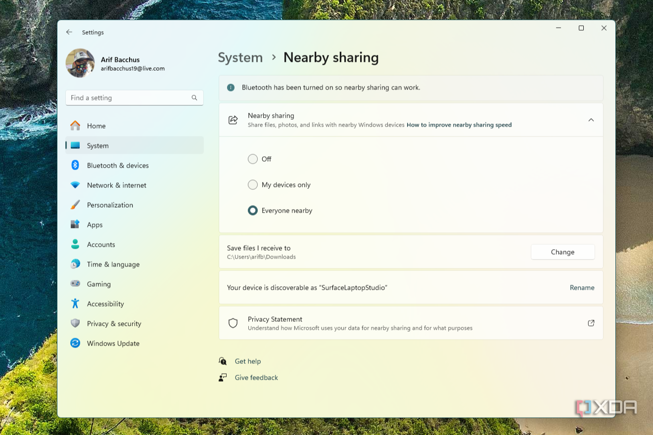 How to use Nearby sharing in Windows 11
