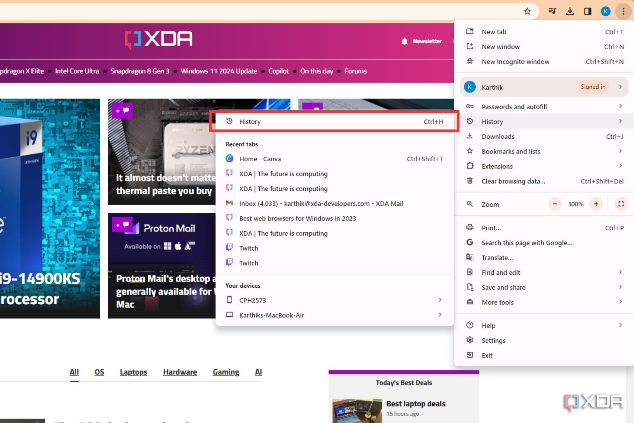 How to reopen a closed tab in Google Chrome