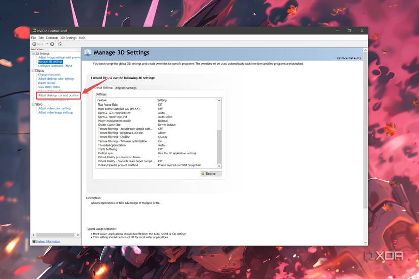 How to re-enable Nvidia's image sharpening option in control panel