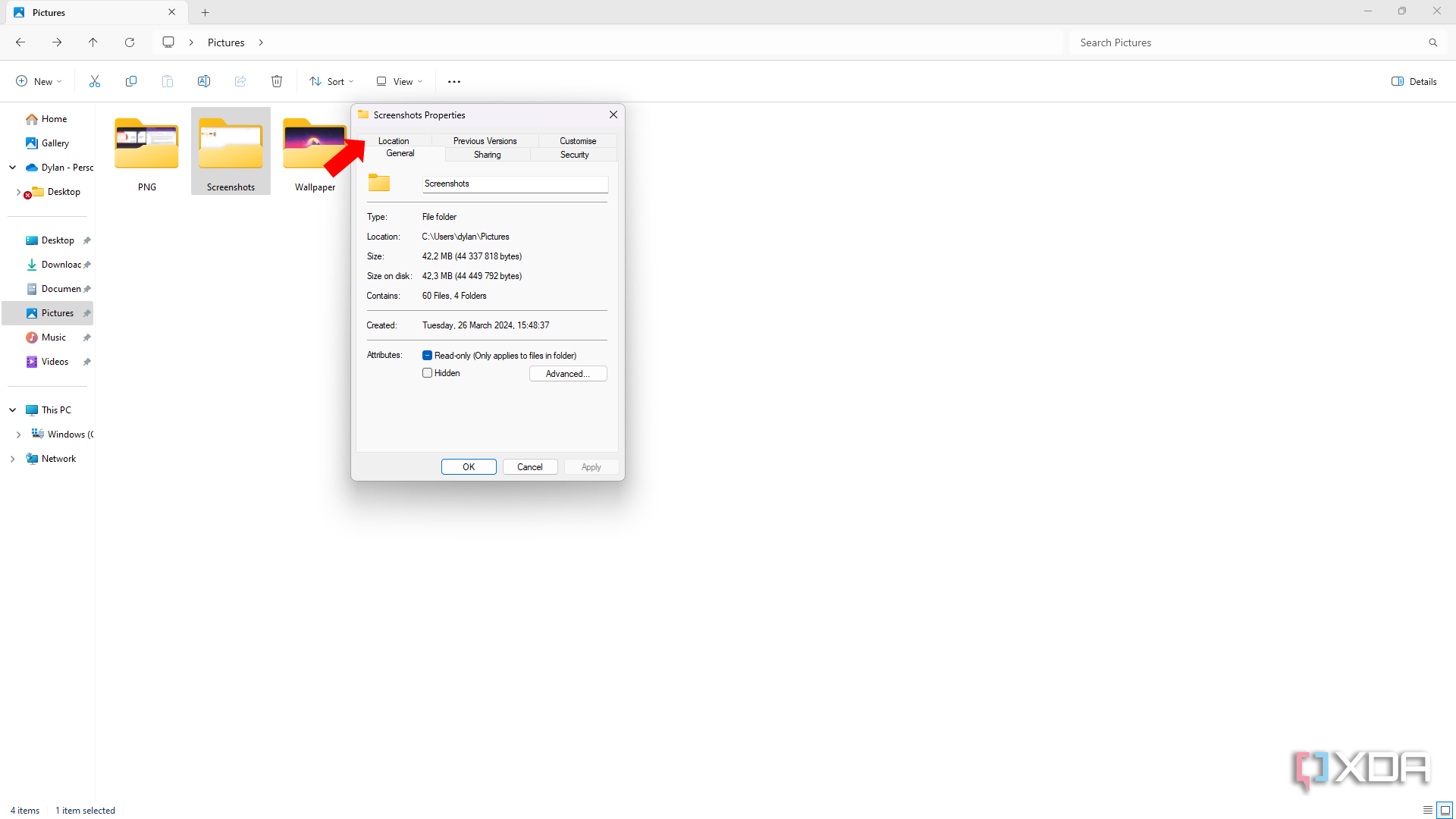 How to change where screenshots are saved by default in Windows 11