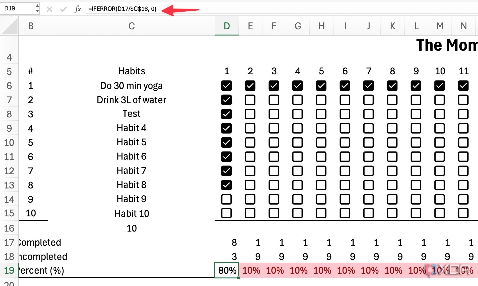 I built a habit tracker in Excel that actually works
