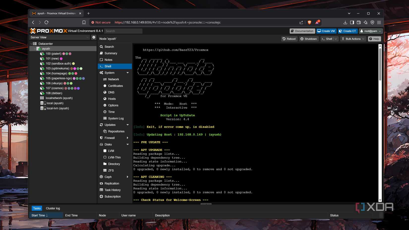 This Proxmox script makes updating my VMs and LXCs so much easier