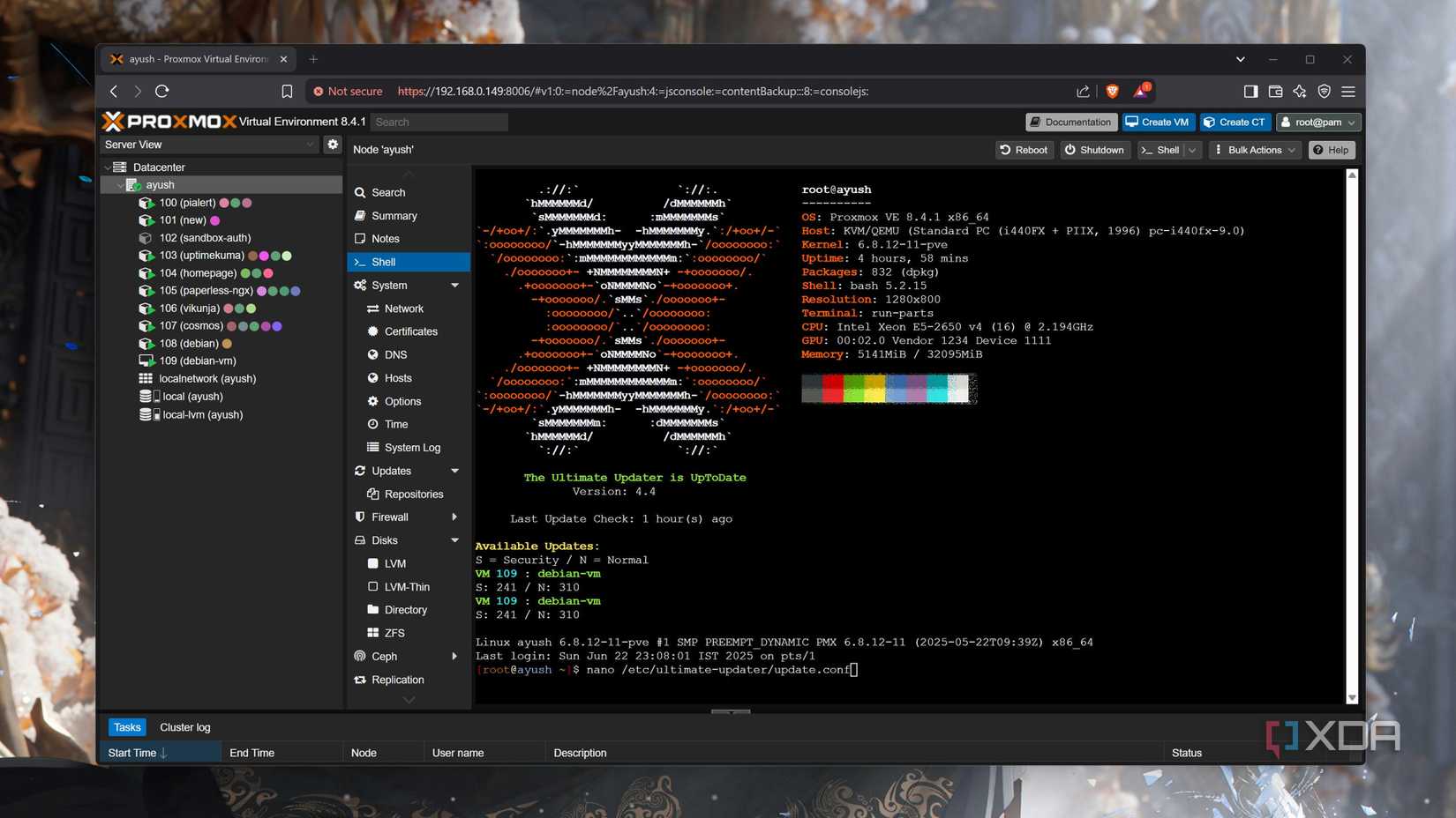 This Proxmox script makes updating my VMs and LXCs so much easier